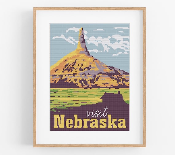 Vintage Travel 'nebraska' Cross Stitch Pattern | Etsy