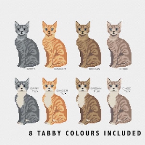 Tabby Cats shorthair Cross Stitch Pattern Personalise Your Cat ...
