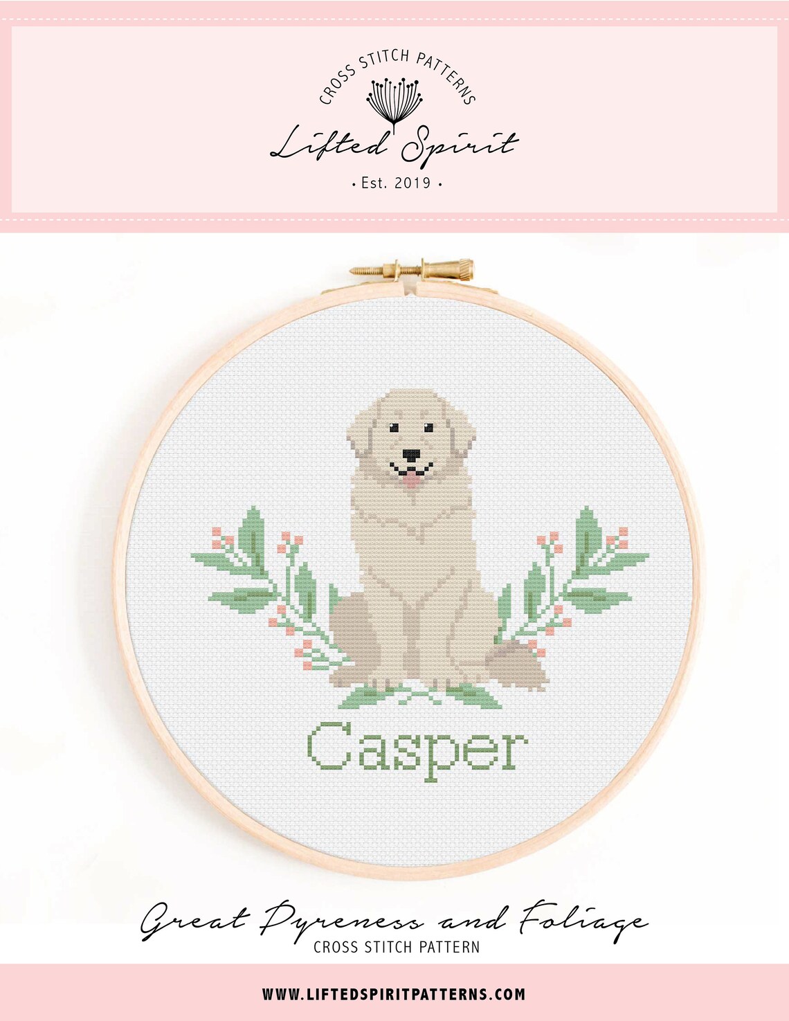 Great Pyrenees Cross Stitch Pattern - Personalise Your Own Dog ...