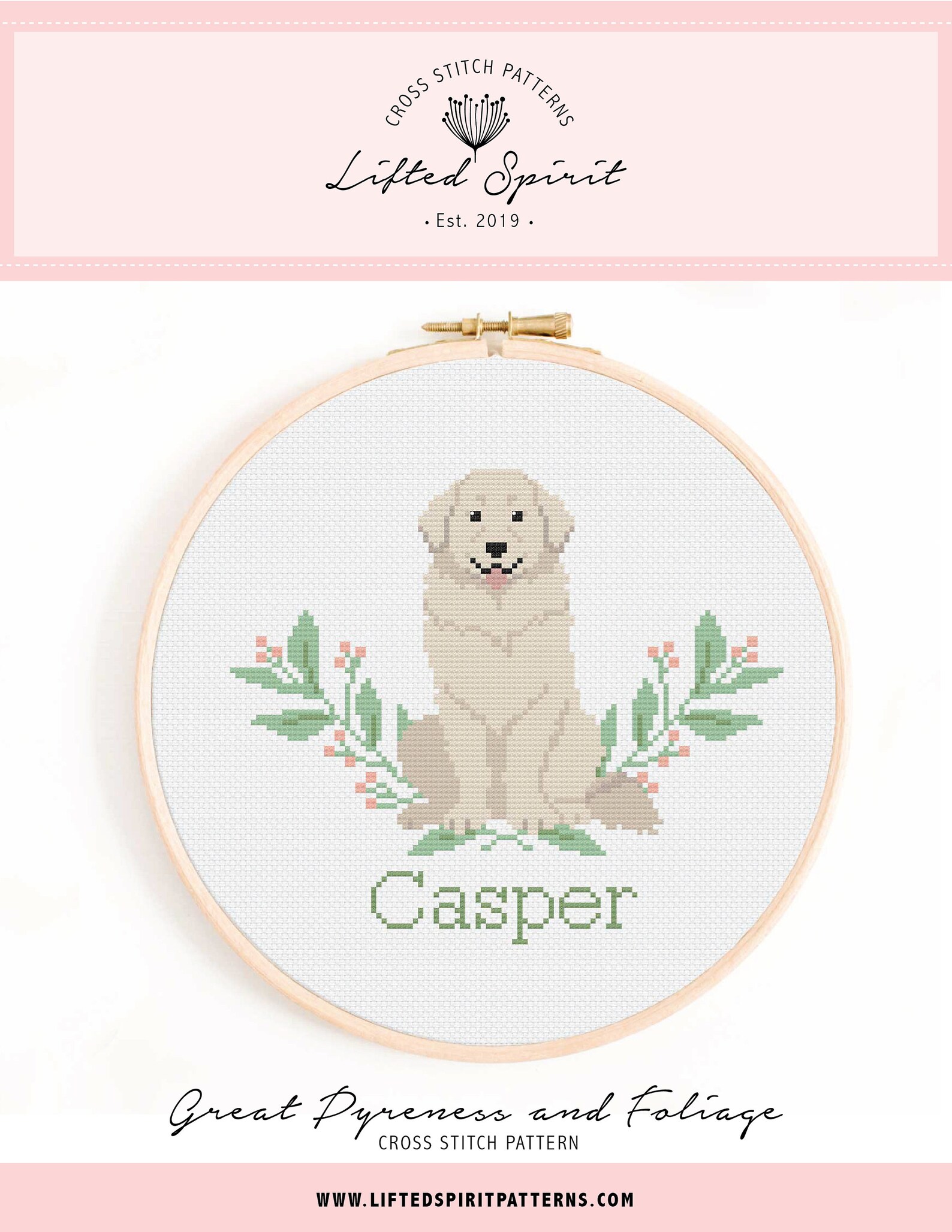 Great Pyrenees Cross Stitch Pattern - Personalise Your Own Dog ...