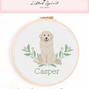 Great Pyrenees Cross Stitch Pattern - Personalise Your Own Dog ...