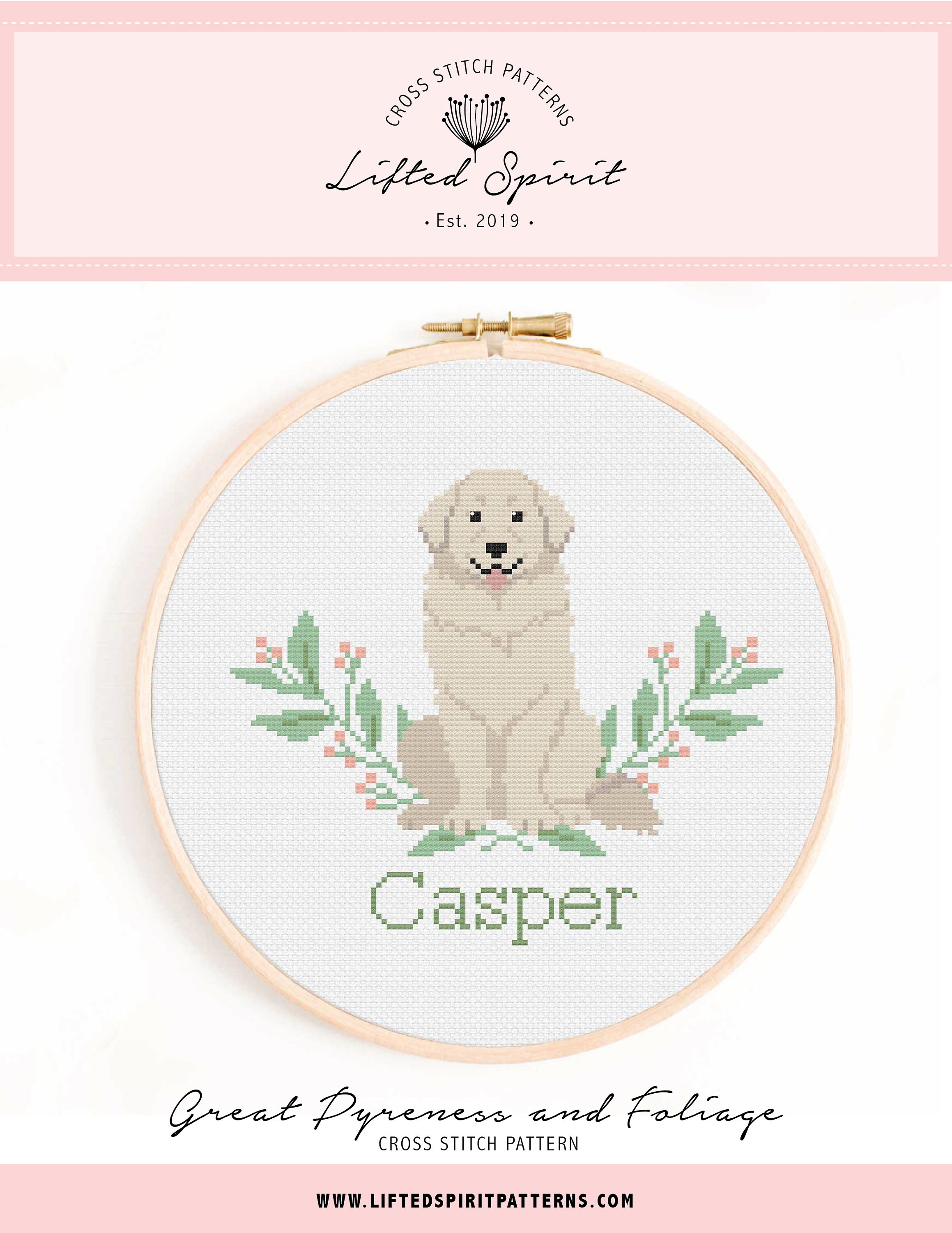 Great Pyrenees Cross Stitch Pattern - Personalise Your Own Dog ...
