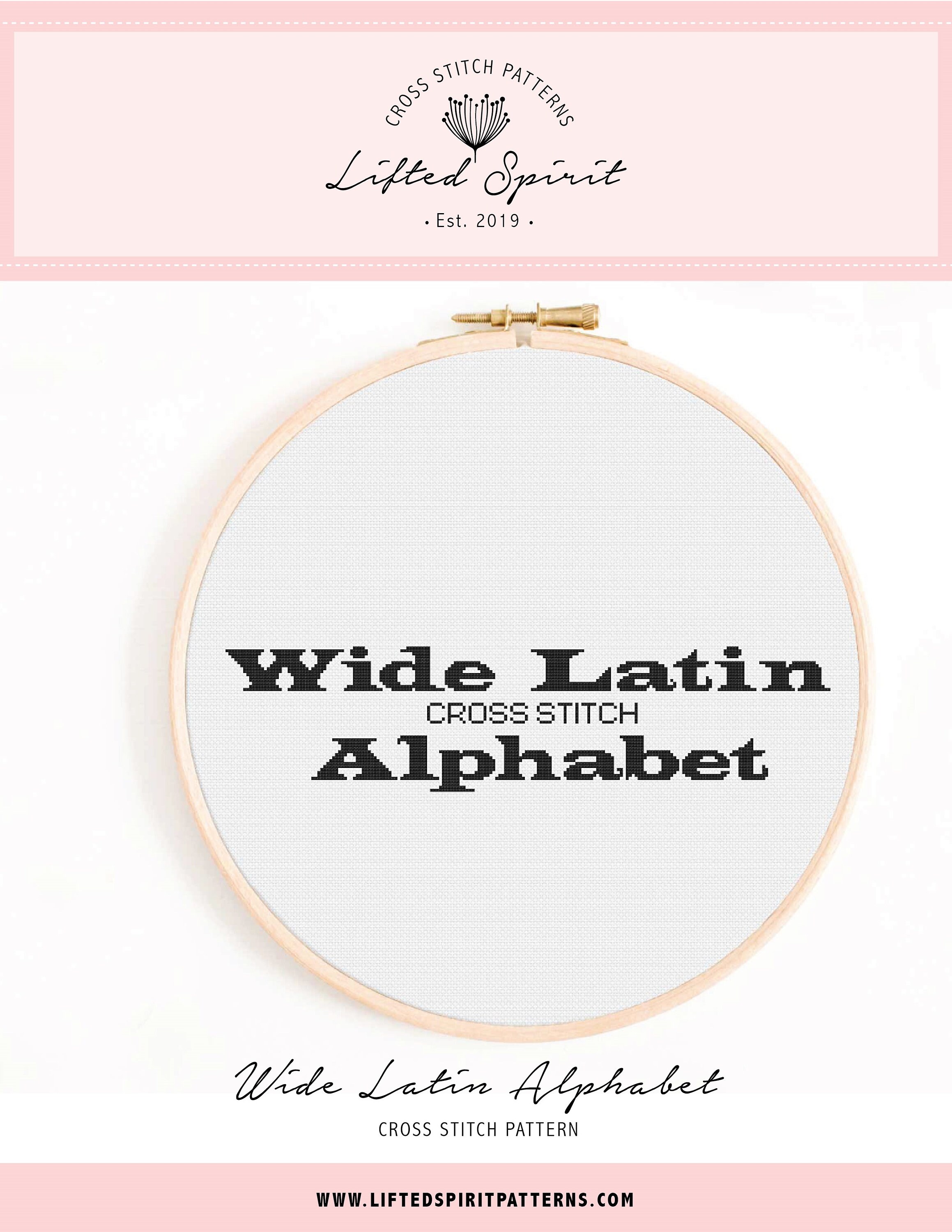 Wide Latin Alphabet Cross Stitch Pattern - Full Cross Stitch Alphabet ...
