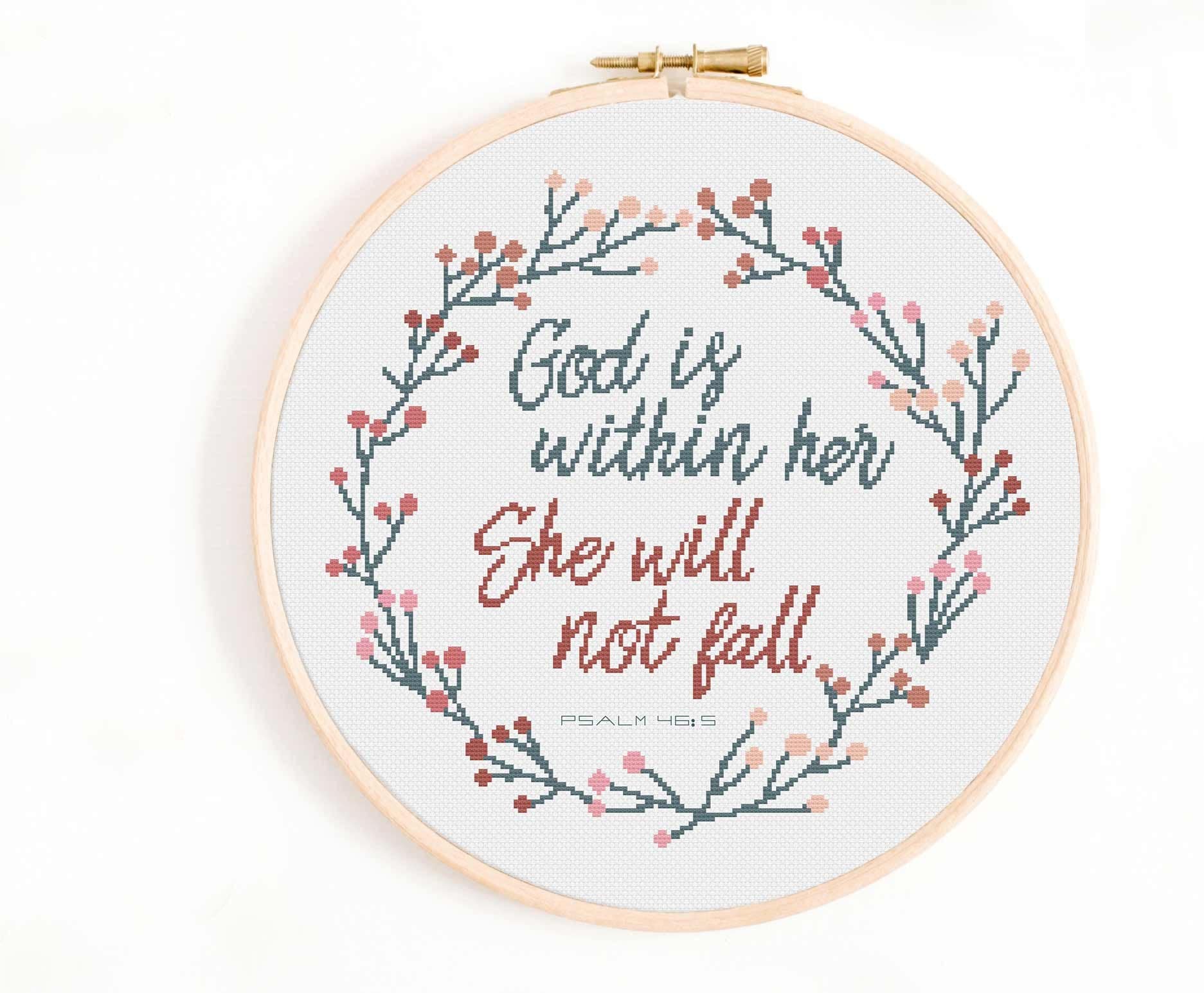 Christian Cross Stitch Pattern God is Within Her She Will - Etsy