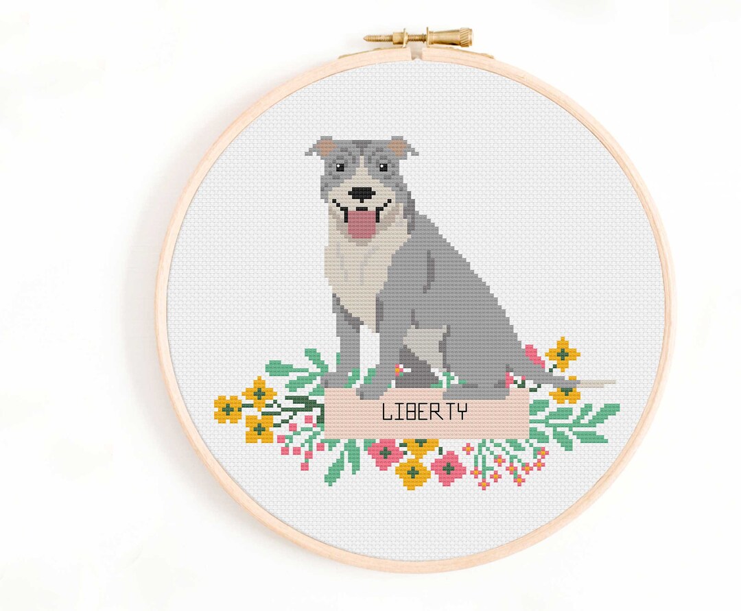 American Pit Bull Cross Stitch Pattern - Personalise Your Own Pit Bull ...