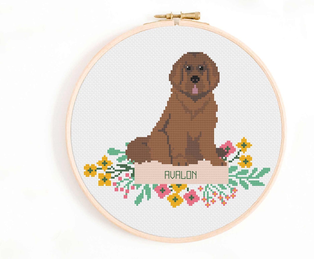 Newfoundland Dog Cross Stitch Pattern: Custom Nameplate (PDF Download ...