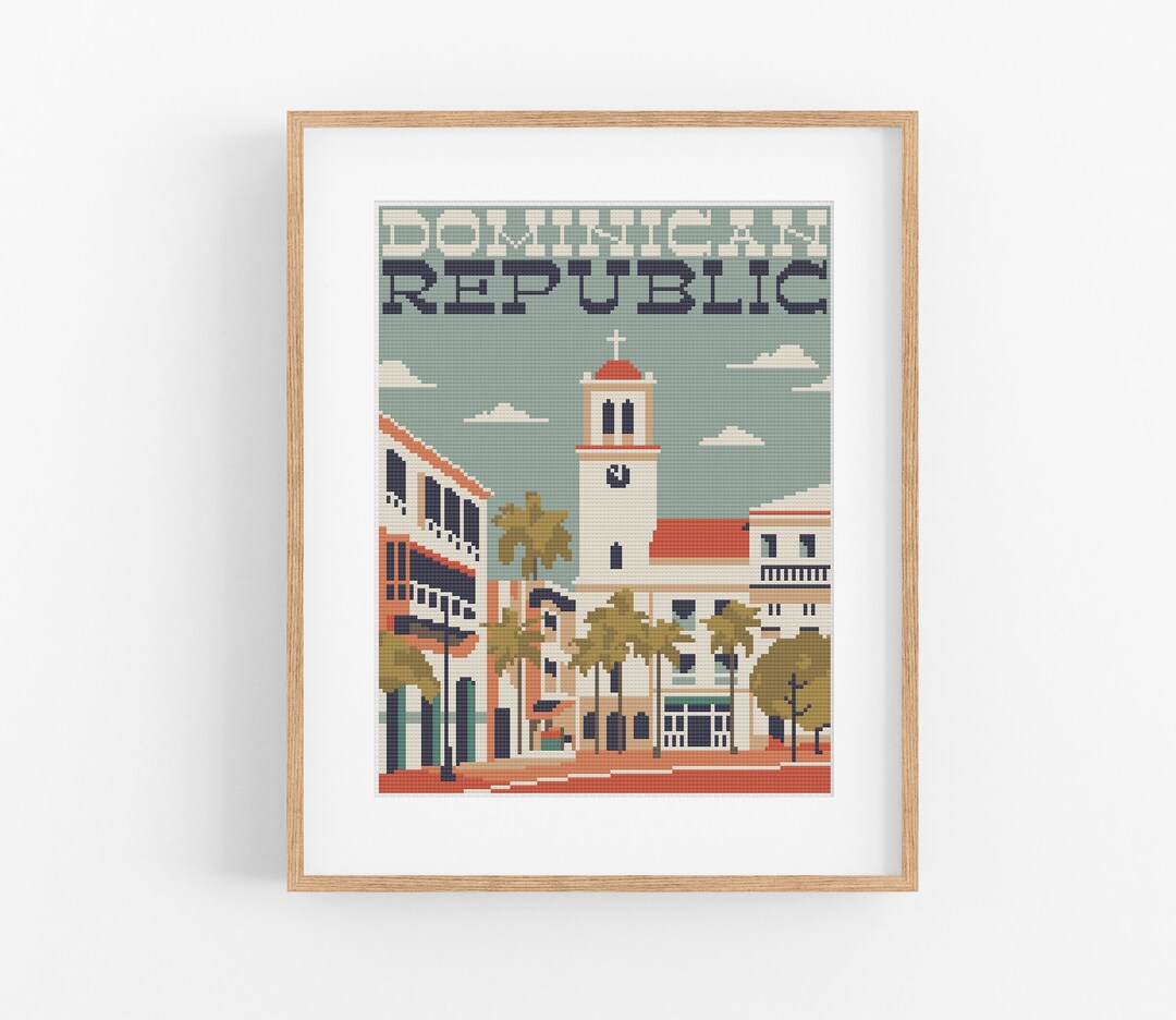 Vintage Travel Dominican Republic Cross Stitch Pattern - Caribbean ...