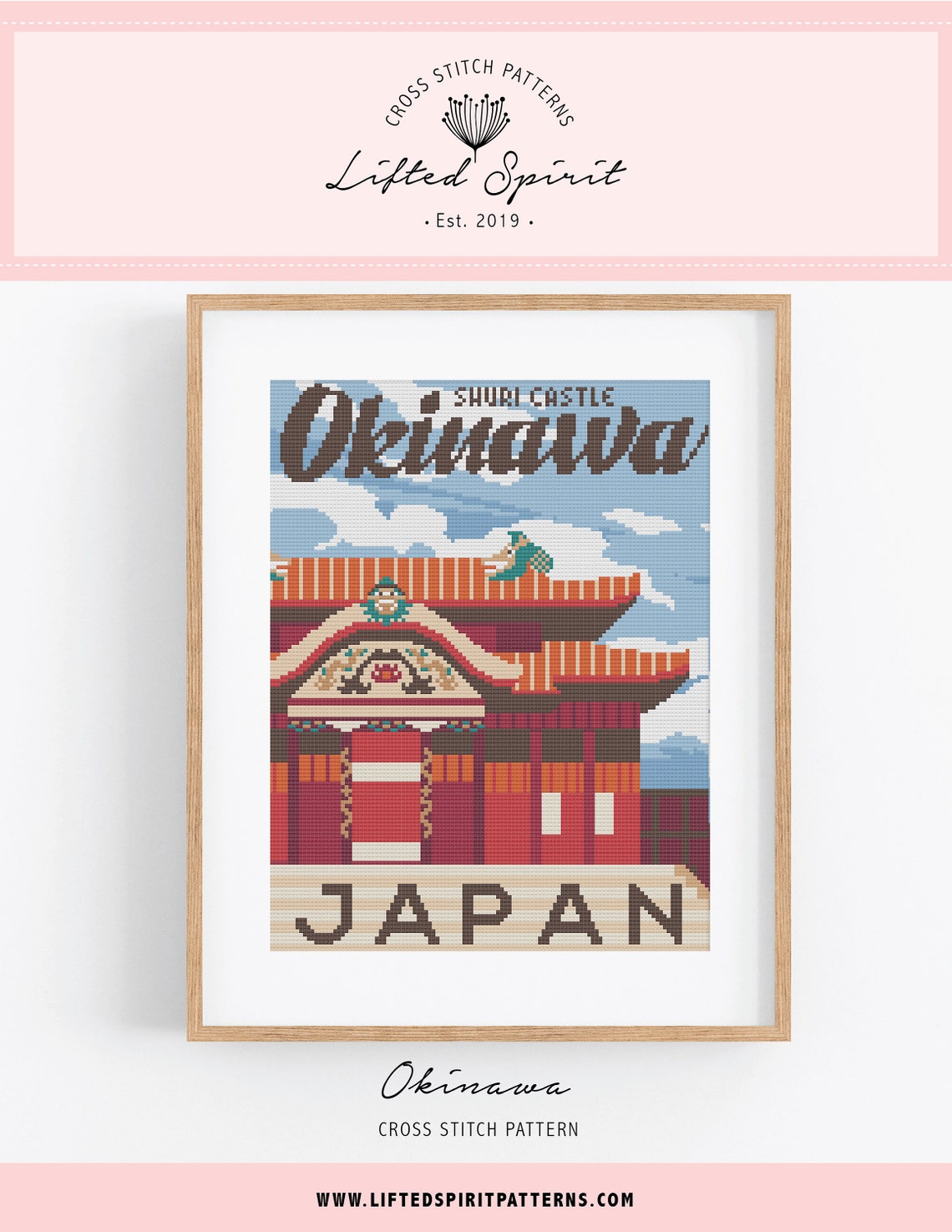 Vintage Travel Okinawa Japan Cross Stitch Pattern Shuri - Etsy