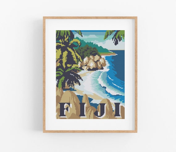 Vintage Travel Fiji Cross Stitch Pattern Pacific Islands - Etsy