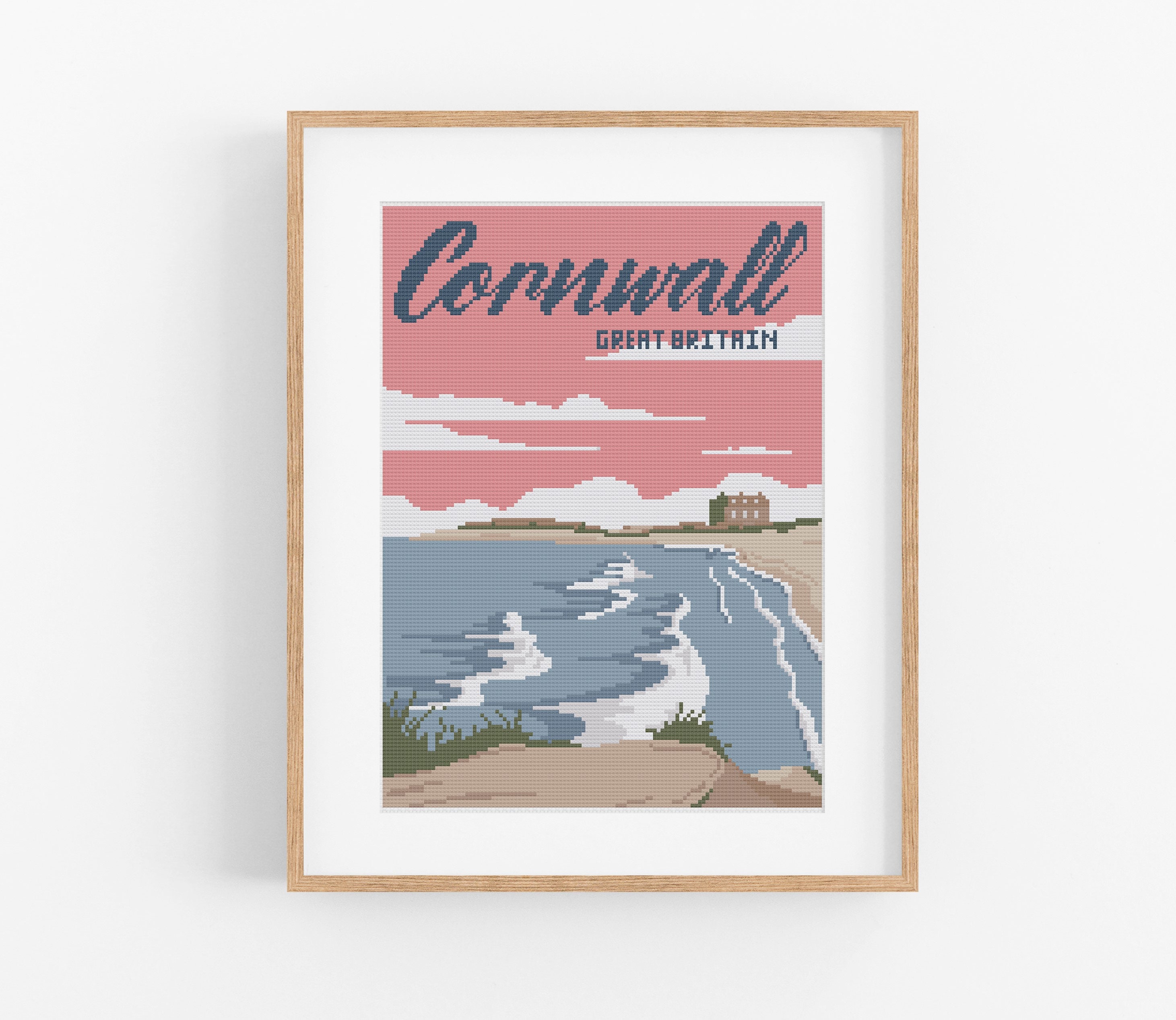 Vintage Travel Cornwall Cross Stitch Pattern Vintage Style | Etsy