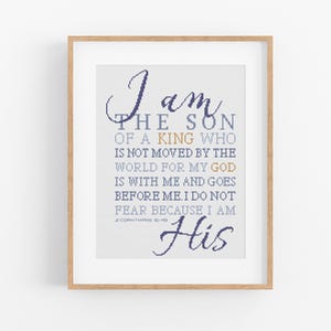 Christian Cross Stitch Pattern - I Am the Son of a King Cross Stitch ...