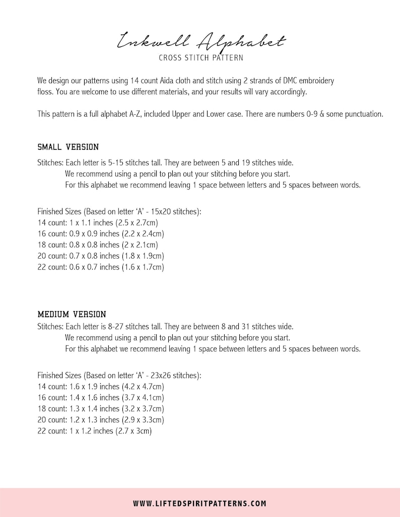 Full Alphabet Cross Stitch Pattern - Calligraphy Cross Stitch Alphabet ...