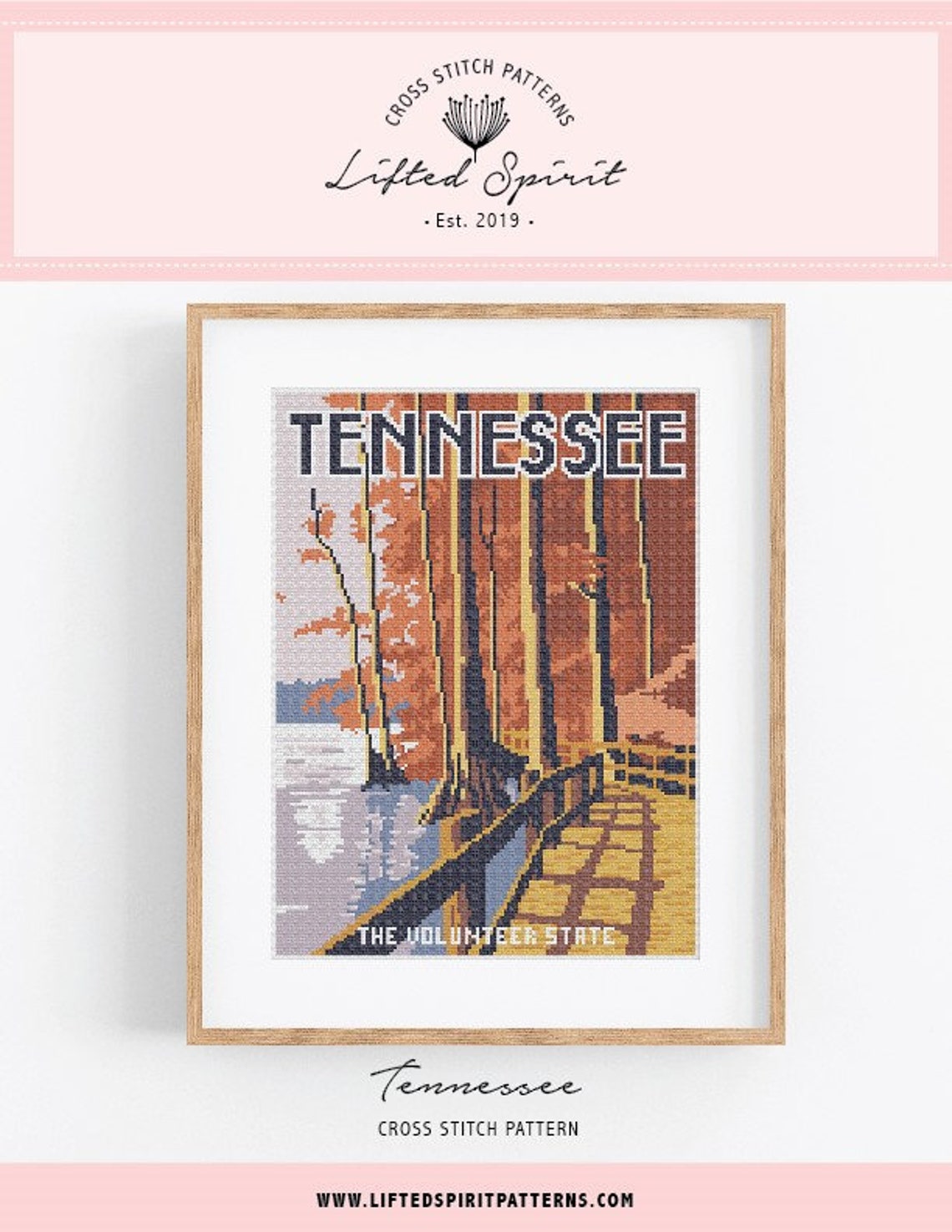 Vintage Travel Tennessee Cross Stitch Pattern Vintage Style - Etsy