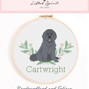Newfoundland Dog Cross Stitch Pattern: Personalized Nameplate (PDF ...