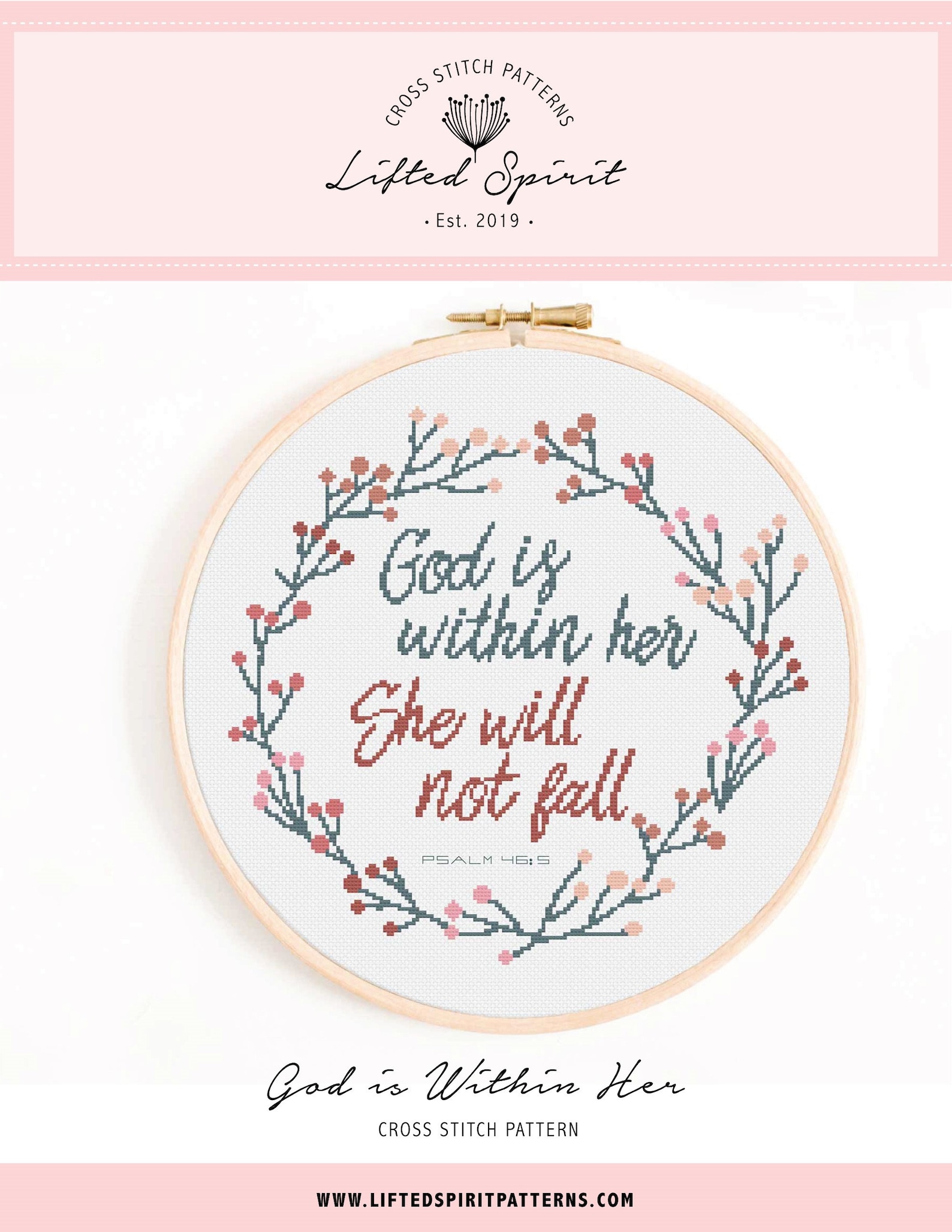 Christian Cross Stitch Pattern - God is Within Her, She Will Not Fall ...