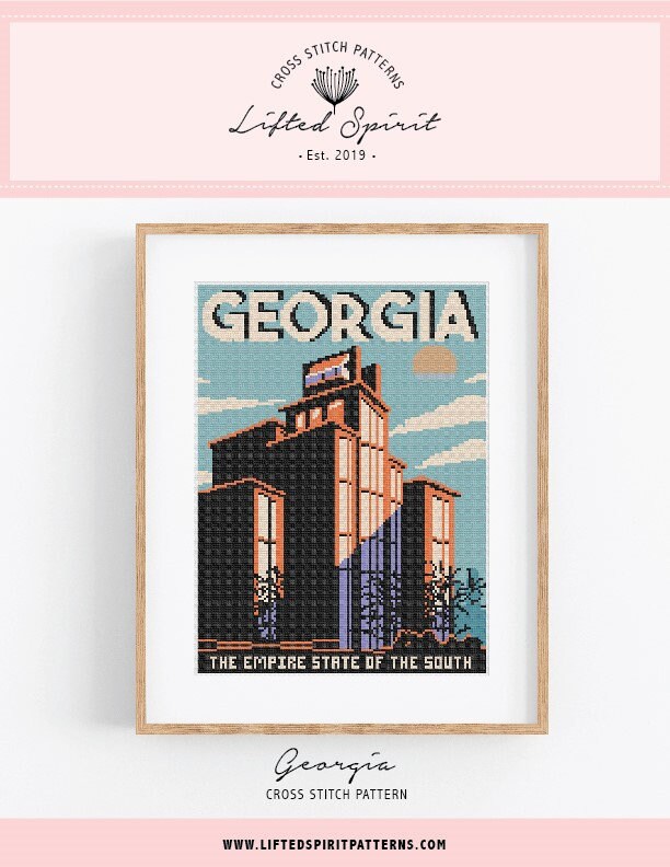 Vintage Travel 'georgia' Cross Stitch Pattern - Vintage Style Lamar ...