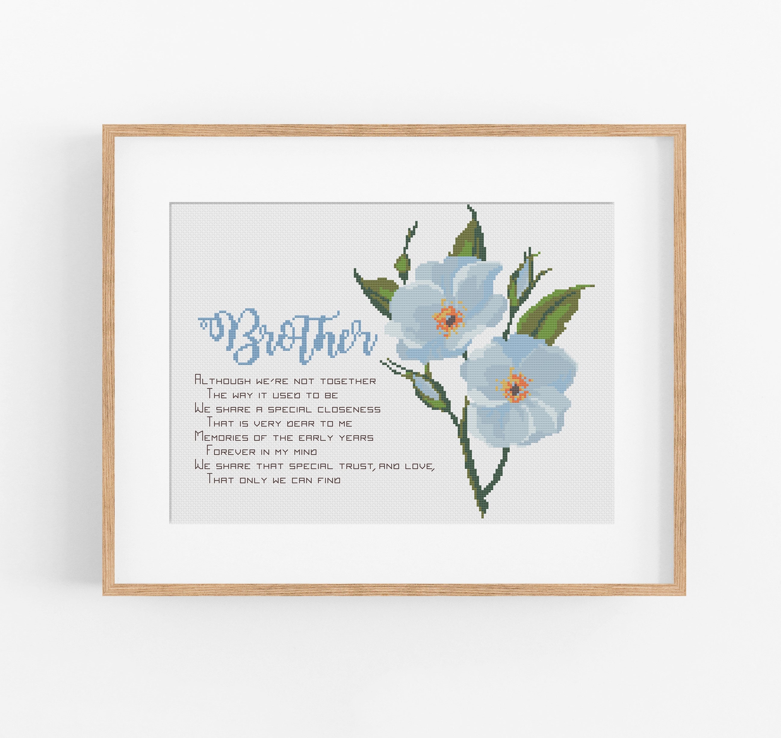 Peonies for Brother Cross Stitch Pattern Gift for Brother | Etsy
