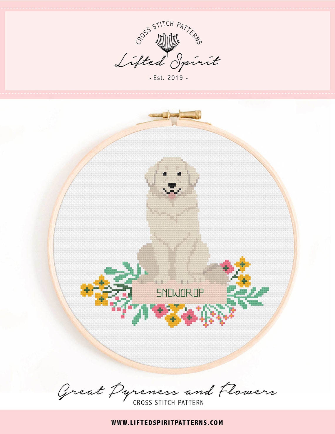 Great Pyrenees Cross Stitch Pattern - Personalise Your Own Dog ...