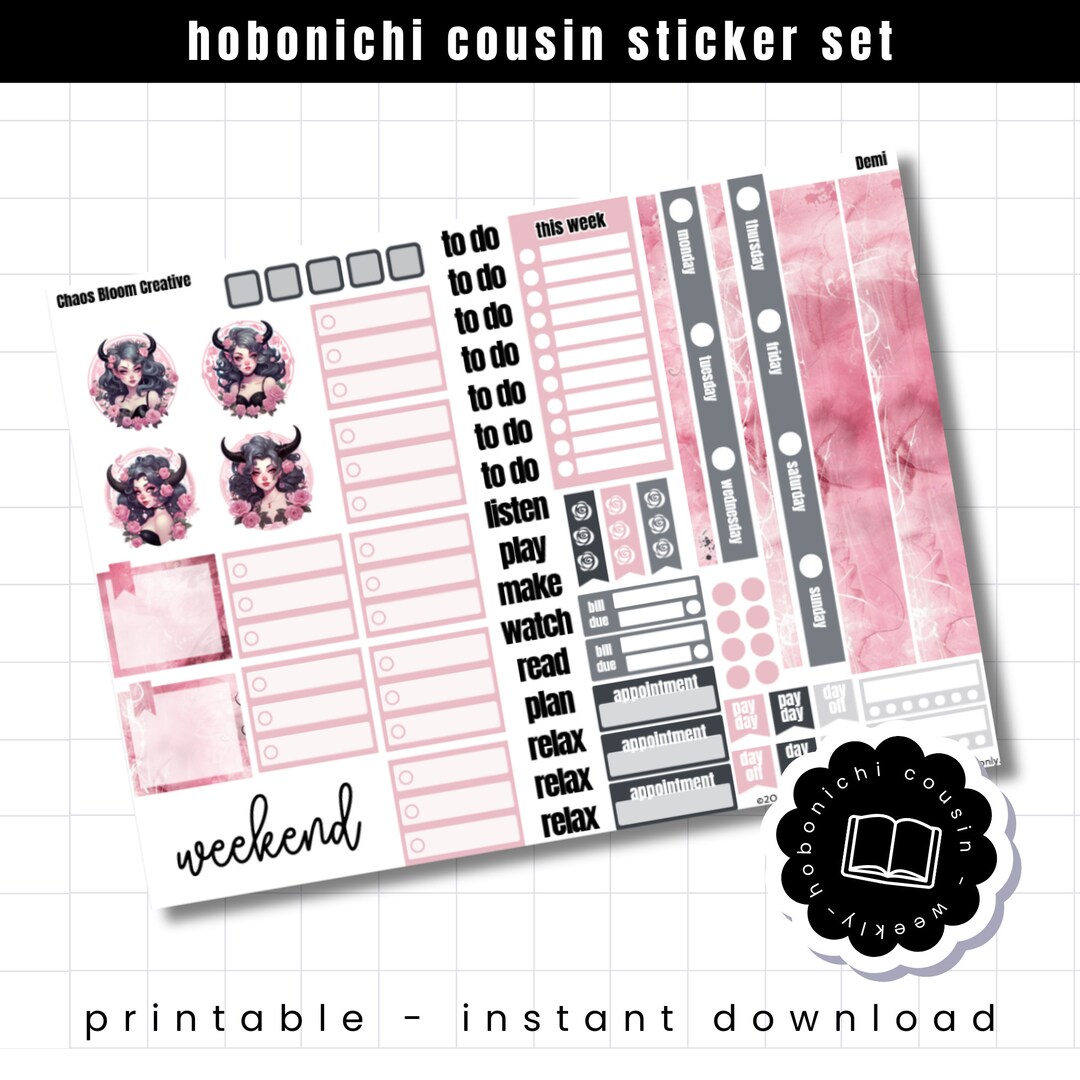DEMI Demon Girl Pin up Inspired Printable Planner Stickers Set for ...