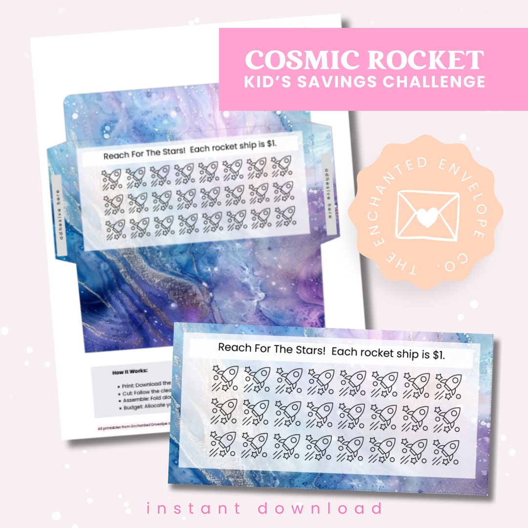 Kid's Savings Challenge Printable Cosmic Rocket Instant Download ...