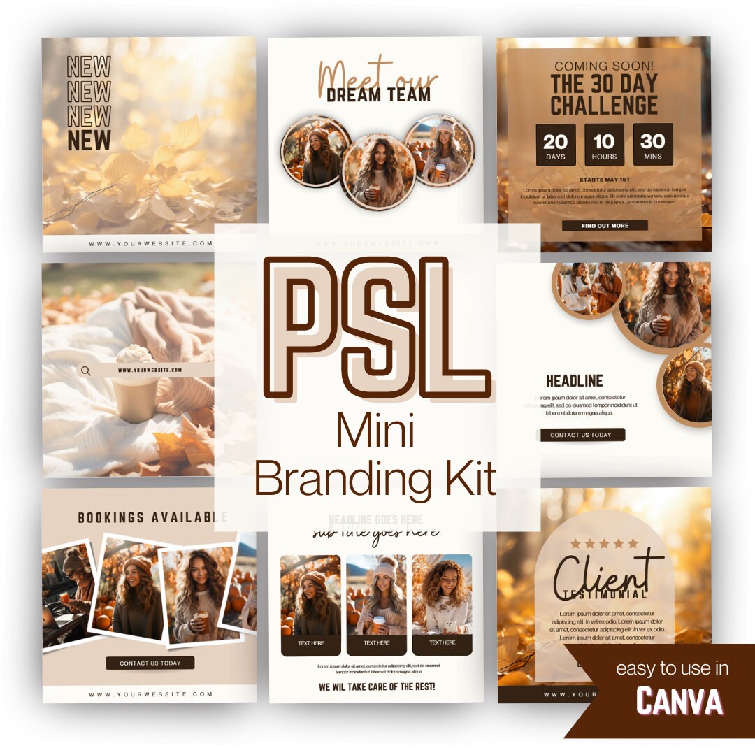 PSL Themed Warm Fall Mini Branding Kit 30 Instagram Templates, Custom ...