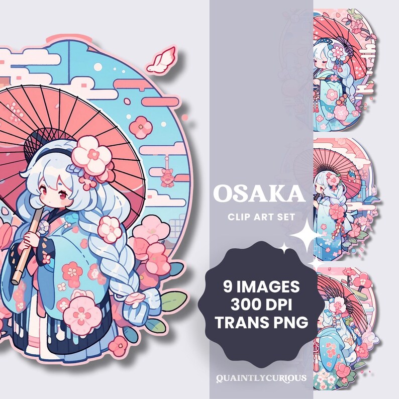 Kawaii Osaka Geisha With Cherry Blossoms Chibi Character 9 Unique ...