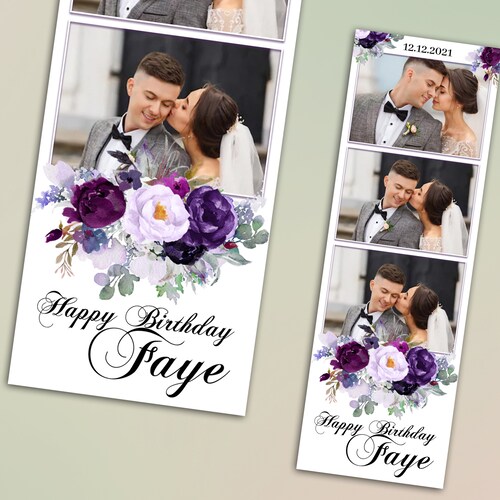Wedding Photo Booth Template Purple Floral Photobooth Template - Etsy