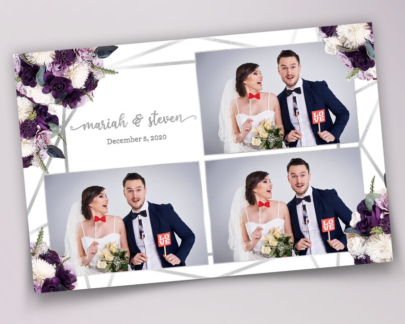 Wedding Photo Booth Template Purple Floral Photobooth Template - Etsy