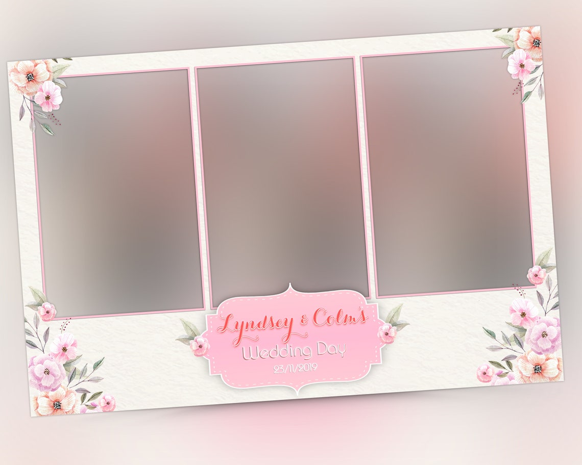 Photobooth Template Pink Floral Wedding Photo Booth Template | Etsy