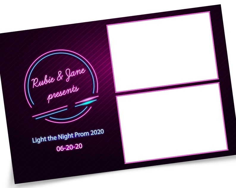 Photobooth Template Neon Light the Night Prom 2020 Photo Booth - Etsy