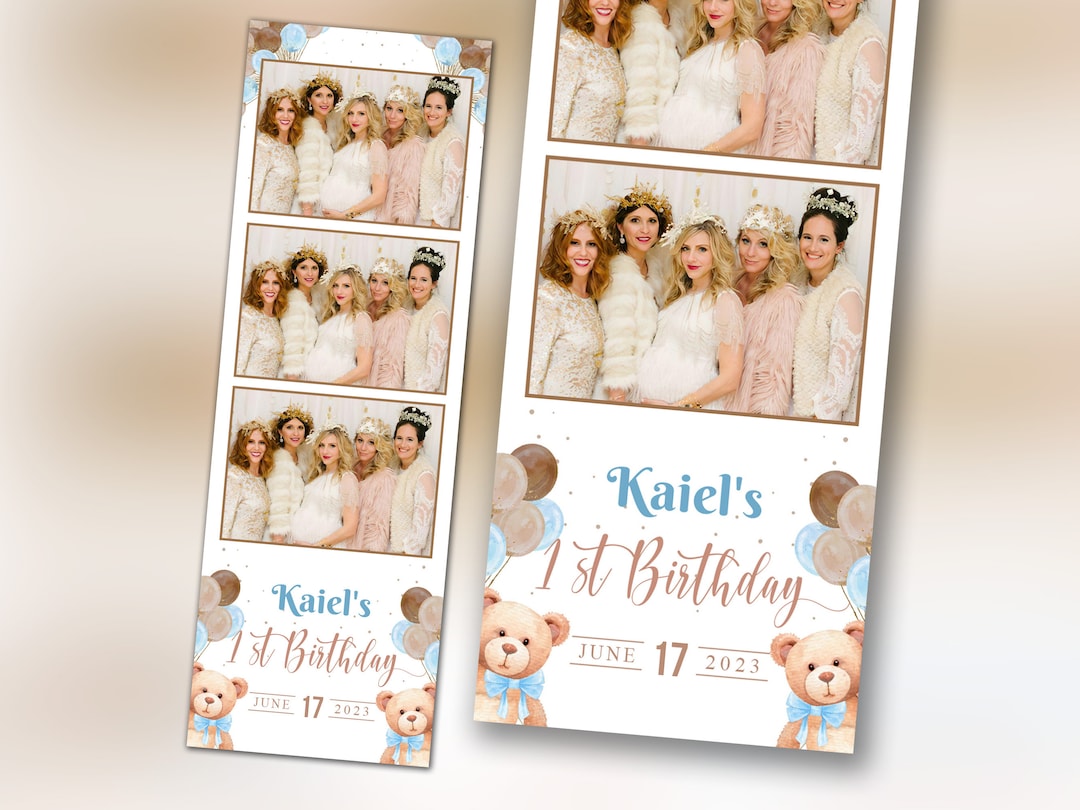 Baby Shower Photo Booth Template 2x6 Strip Teddy Bear Babyshower It's a ...