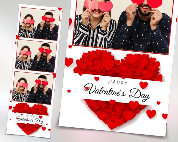 Valentine Party Day Photo Booth Template Love Pink 2x6 | Etsy