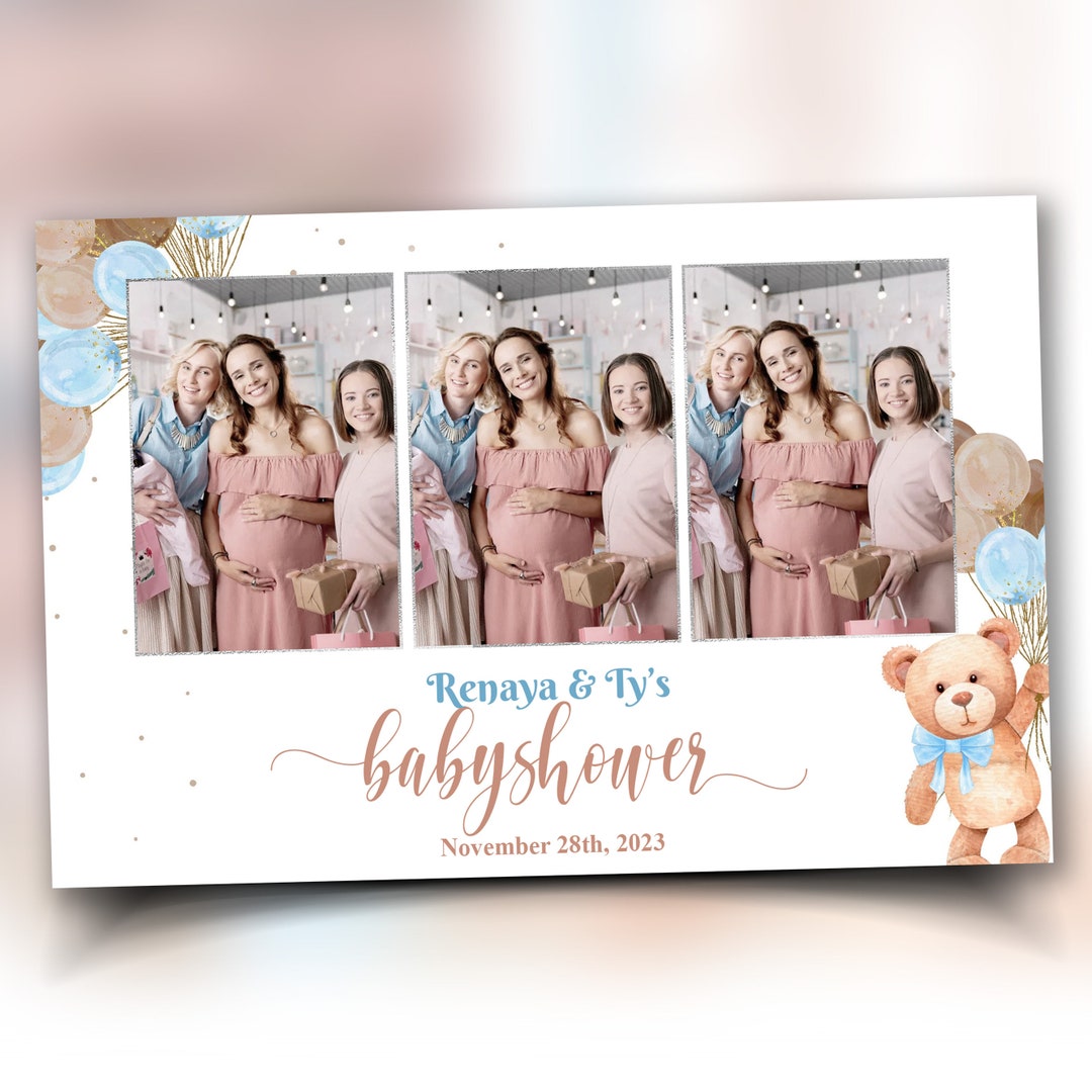 Baby Shower Photo Booth Template 4x6 Teddy Bear Babyshower It's a Boy ...