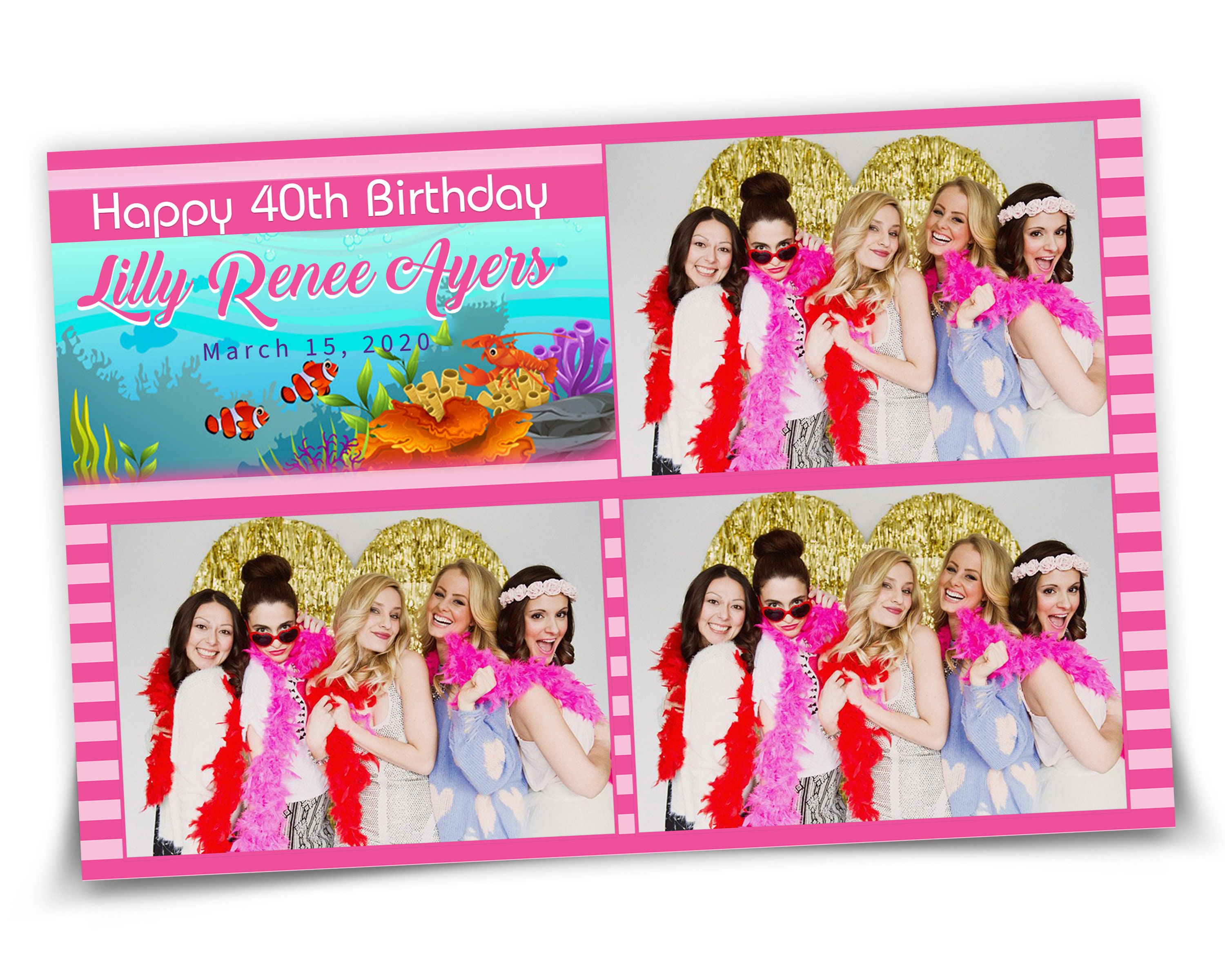 Photobooth Template Summer Sea hot pink Photo Booth Template | Etsy