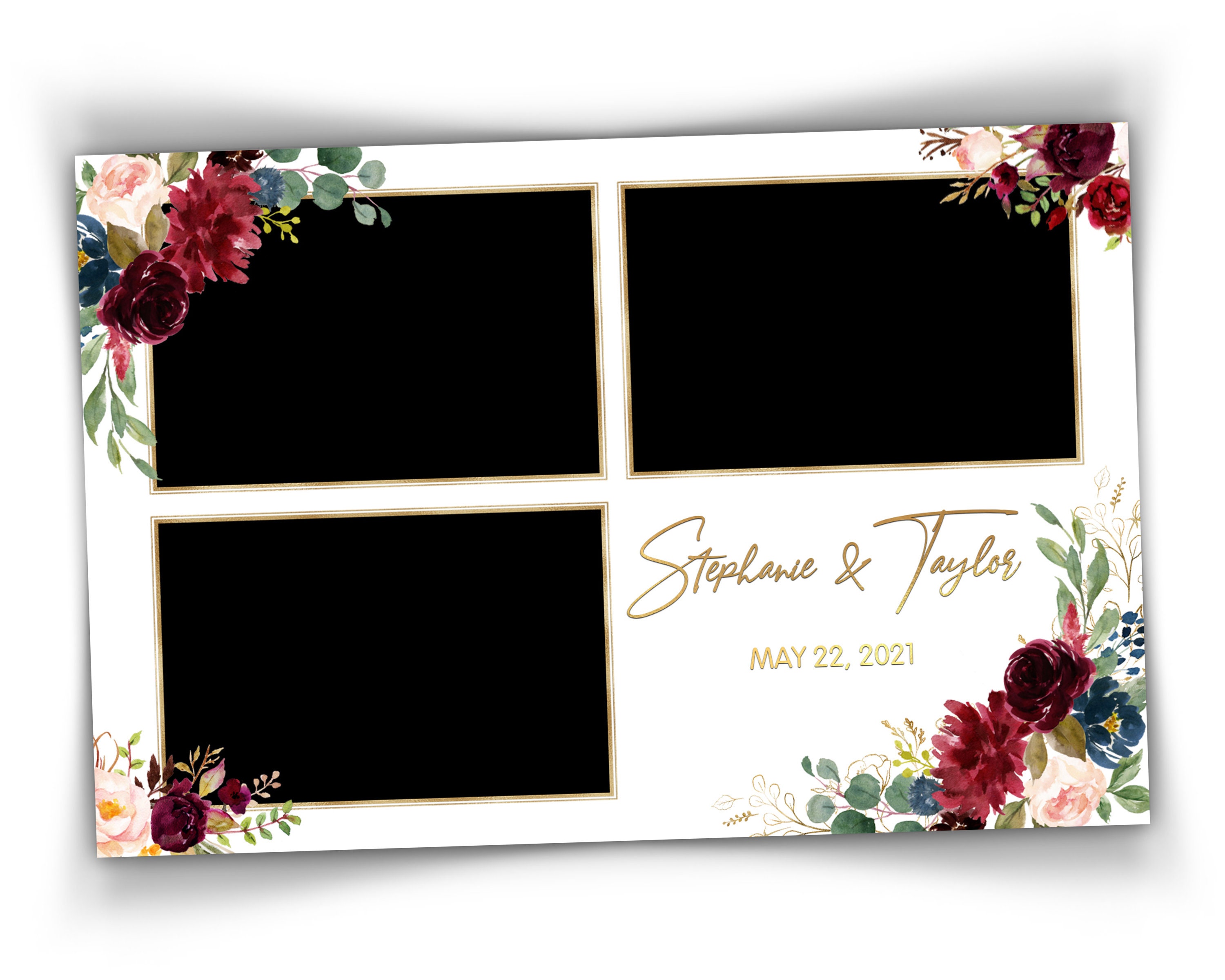 Wedding Photo Booth Template Purple Floral Photobooth Template - Etsy