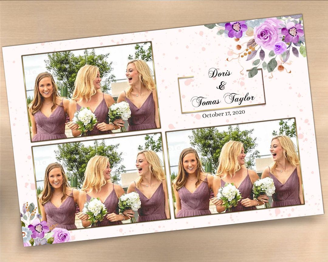 Purple Floral Photo Booth Template Purple Flower Greenery Wedding ...
