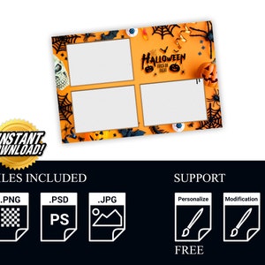 Halloween Photobooth Template 4x6 Trick or Treat Party 2024 Orange ...