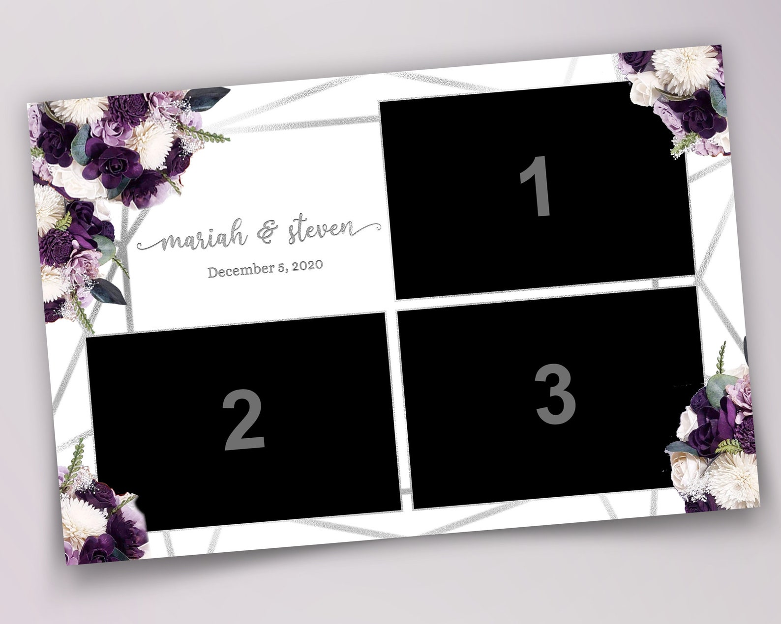 Wedding Photo Booth Template Purple Floral Photobooth Template - Etsy