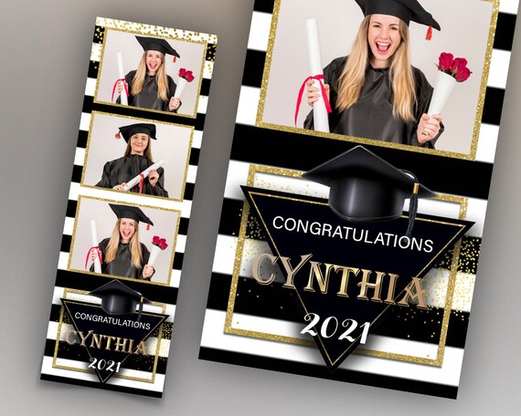 Paper Stationery Red Graduation Photo Booth Template 2x6 Strip Class of ...