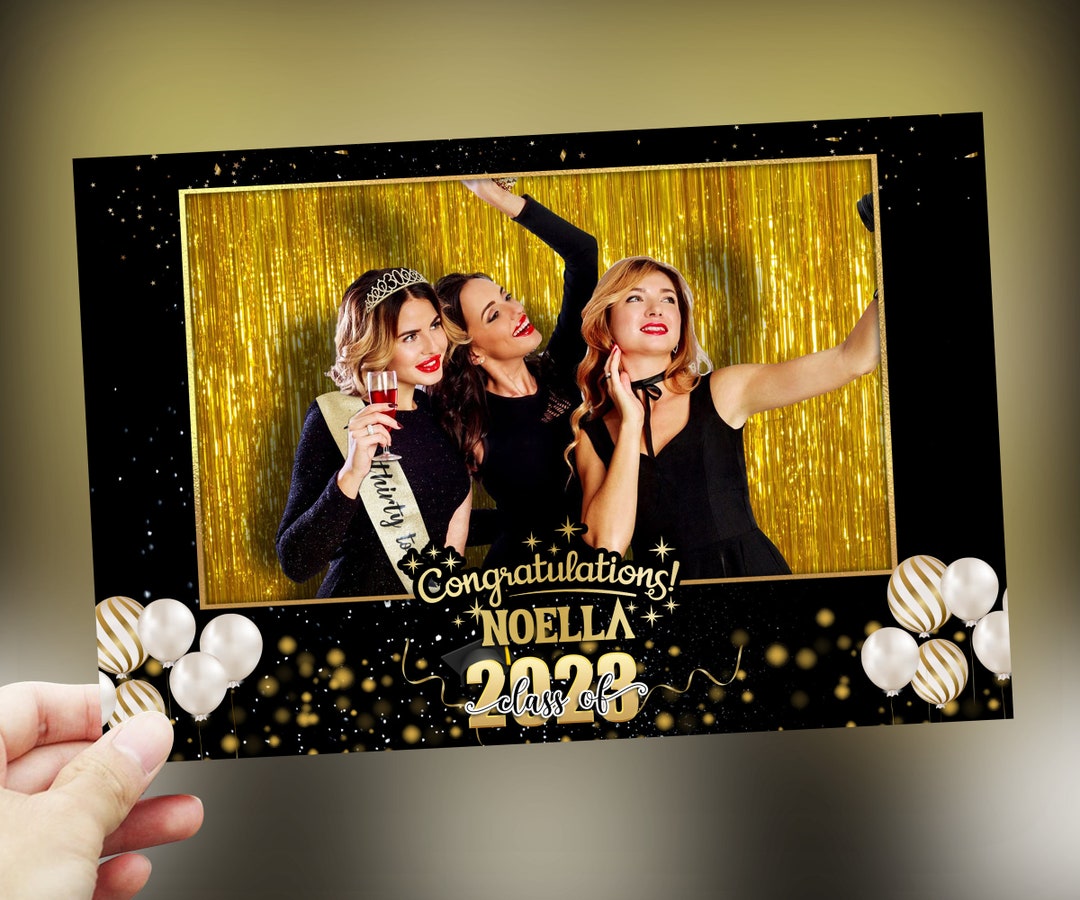 Class of 2023 Black & Gold Graduation Photobooth Template Stylish ...