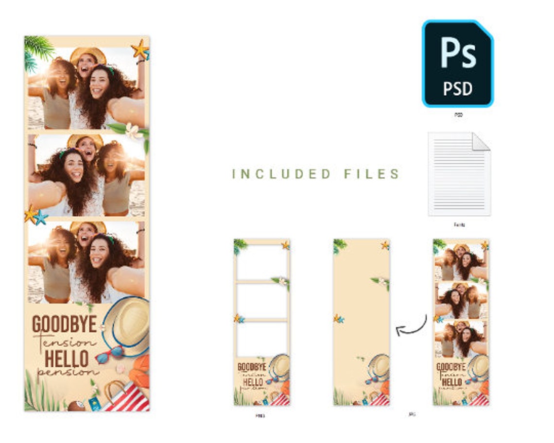 Summer Beach Party Photo Booth Template 2x6 Stripe Photobooth - Etsy