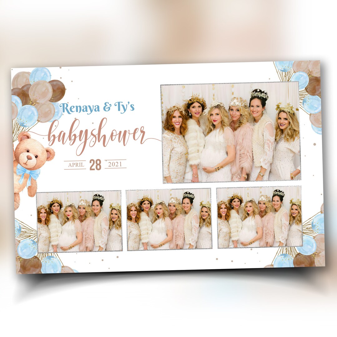 Baby Shower Photo Booth Template 4x6 Teddy Bear Babyshower It's a Boy ...