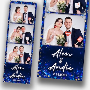 Wedding Photobooth Template 2x6 Navy Blue Royal Blue and Gold Photo ...