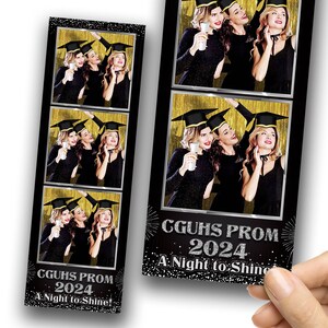 Graduation Prom Class of 2024 Photobooth Template Black Silver Strip ...