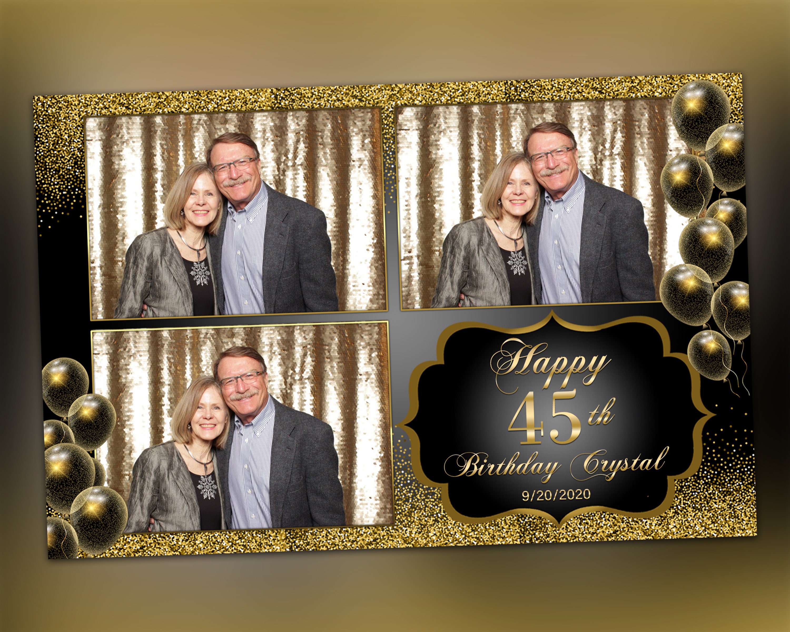 Photo Booth Template Gold Glitter 3 Photos & Single Photo | Etsy