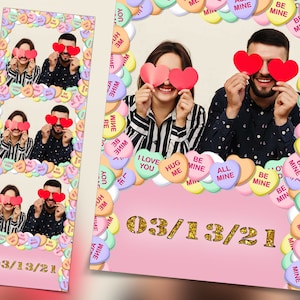 Valentine Day Candy Hearts Photo Booth Template Love Pink 2x6 ...