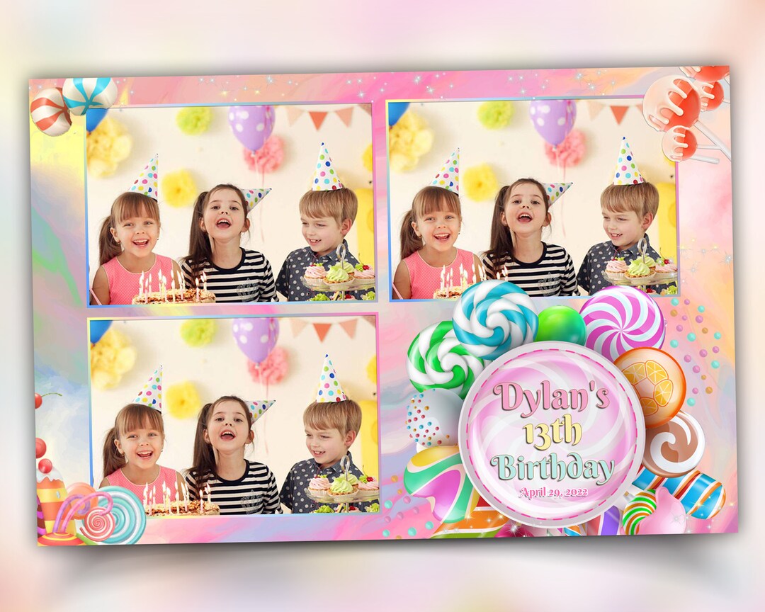 Birthday Photo Booth Template 4x6 Chocolate Candy Baby Candyland ...
