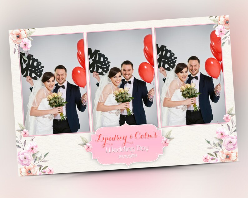 Photobooth Template Pink Floral Wedding Photo Booth Template | Etsy