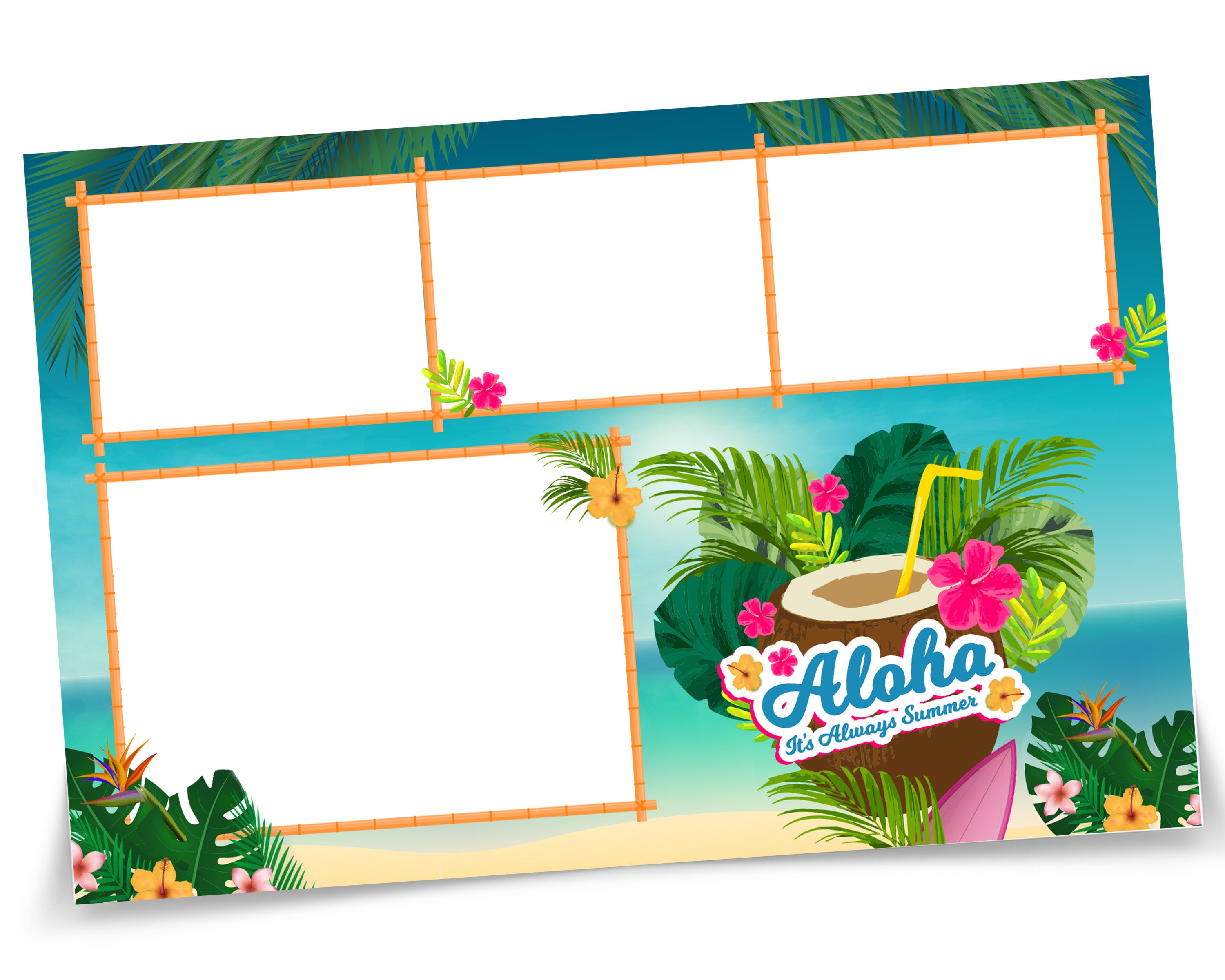 Beach Luau Photobooth Template Hawaiian Luau Party Aloha | Etsy