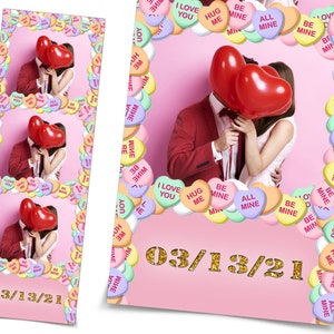 Valentine Day Candy Hearts Photo Booth Template Love Pink 2x6 ...